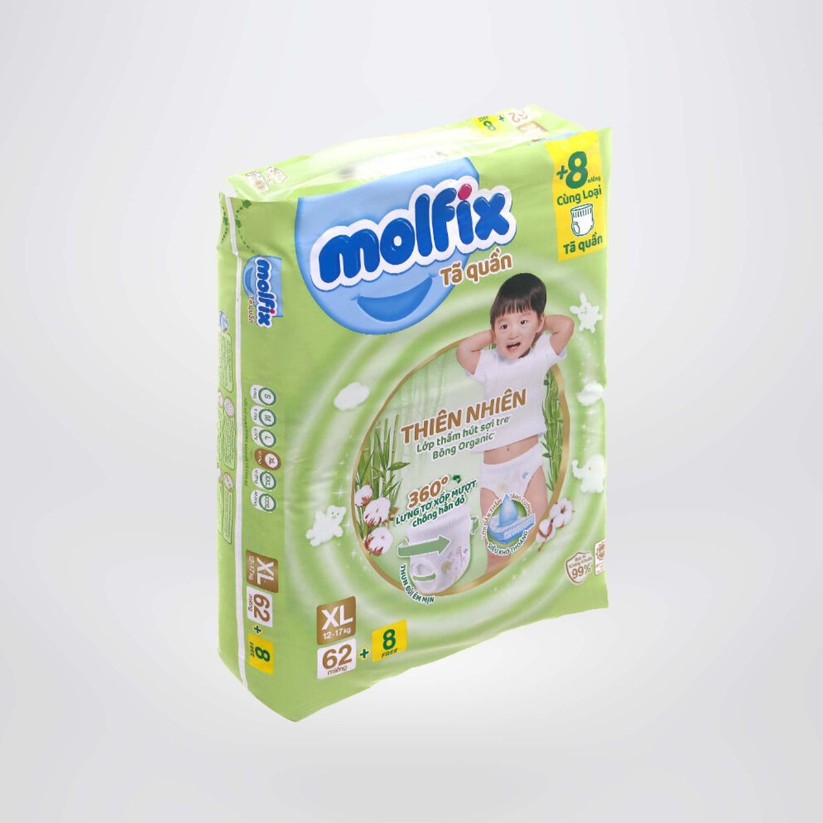 Mua Sản phẩm Tã quần thiên nhiên Molfix Ultra XL (12kg - 17kg) Gói 62+8 ...
