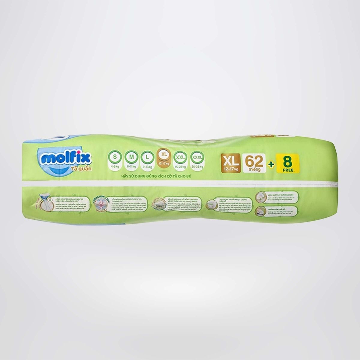 Mua Sản phẩm Tã quần thiên nhiên Molfix Ultra XL (12kg - 17kg) Gói 62+8 ...